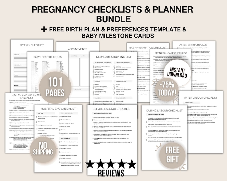 Printable Pregnancy Checklists, Maternity Planner, Printable Baby Prep ...