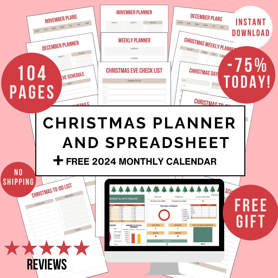 Christmas Planner Printable, Christmas Spreadsheet, Holiday Organizer ...