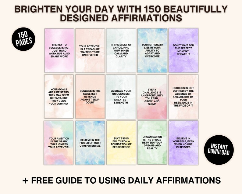 Positive Affirmation Cards, Mindset Affirmations Printable ...