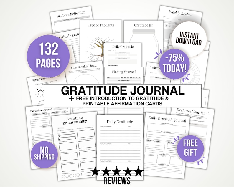 Printable Gratitude Journal, Gratitude Journal, Daily Mindfulness ...