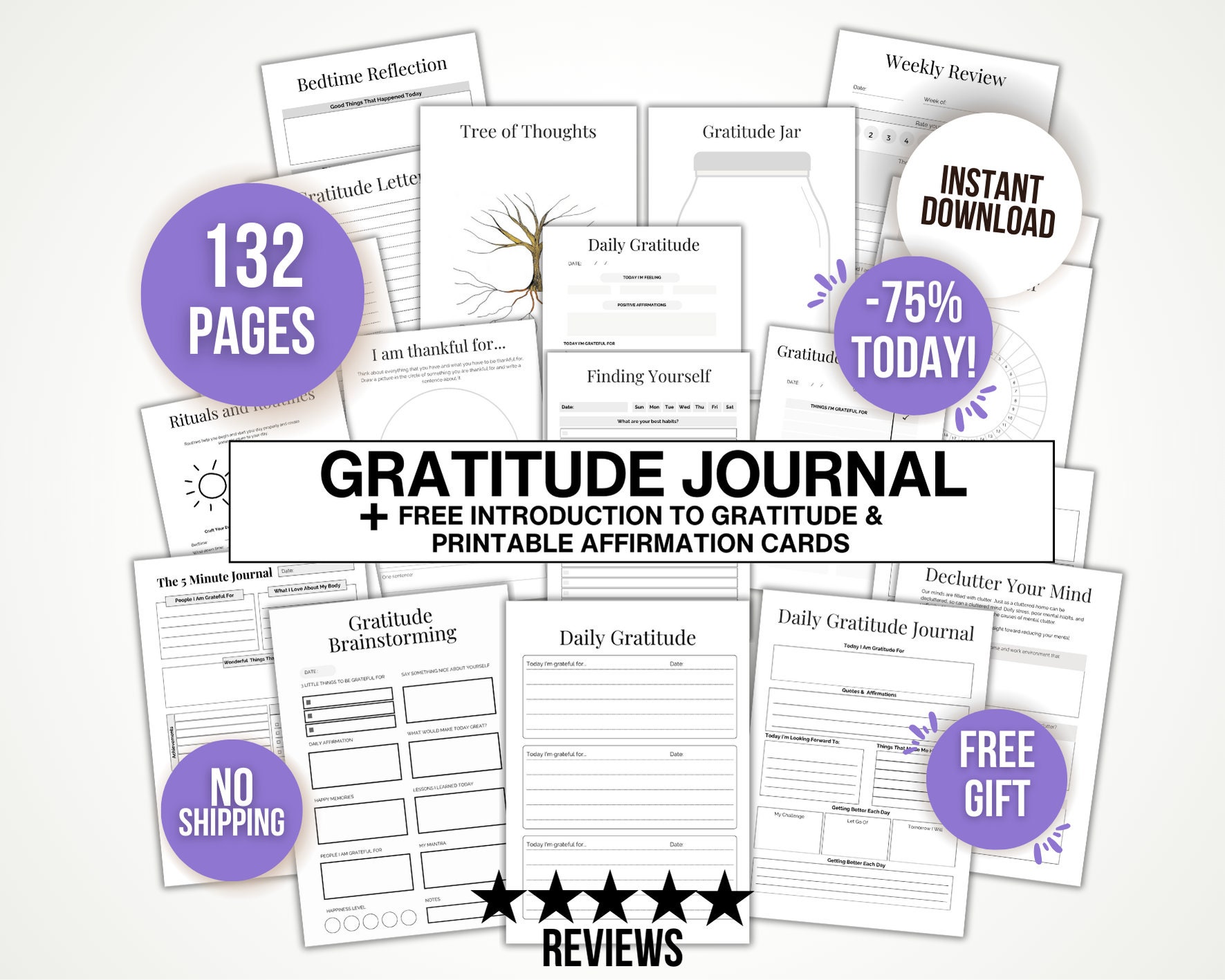 Printable Gratitude Journal, Gratitude Journal, Daily Mindfulness ...