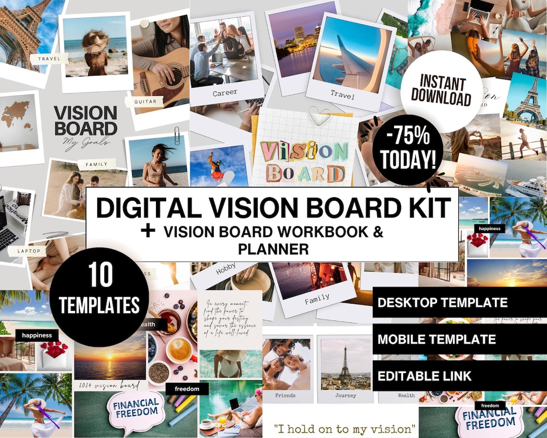 Digital Vision Board Kit, Customisable Vision Board, Vision Board ...