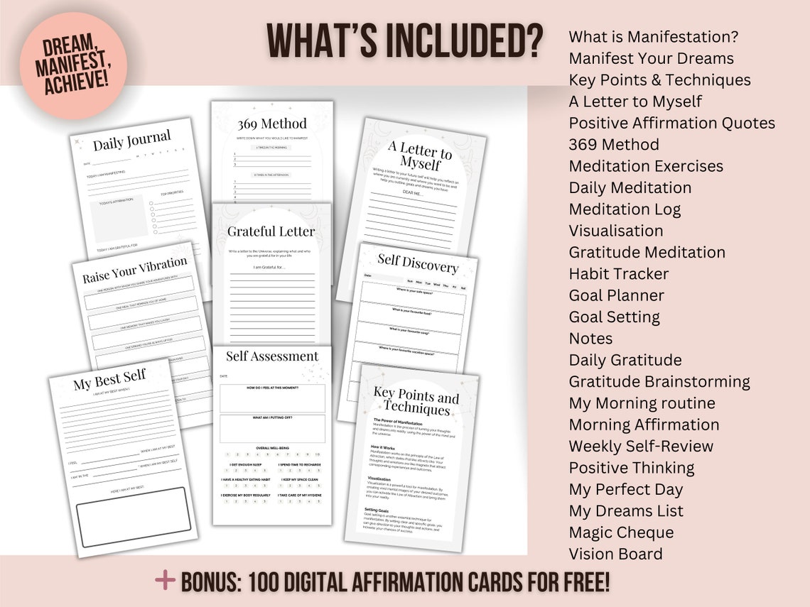 Printable Manifestation Journal Printable Manifestation Workbook, Law ...