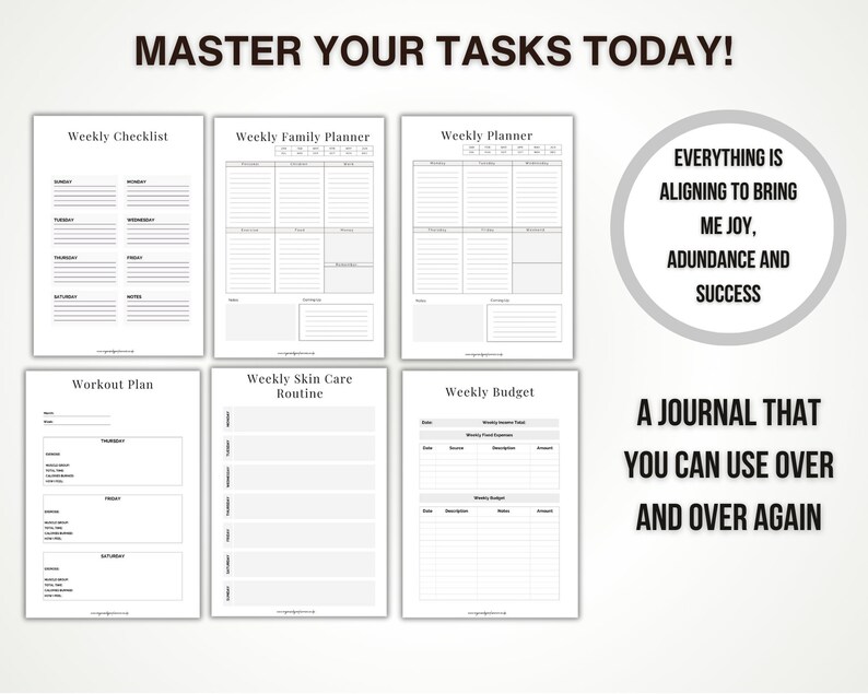 Weekly Task Organiser Printable, Weekly Task Printable, Weekly ...