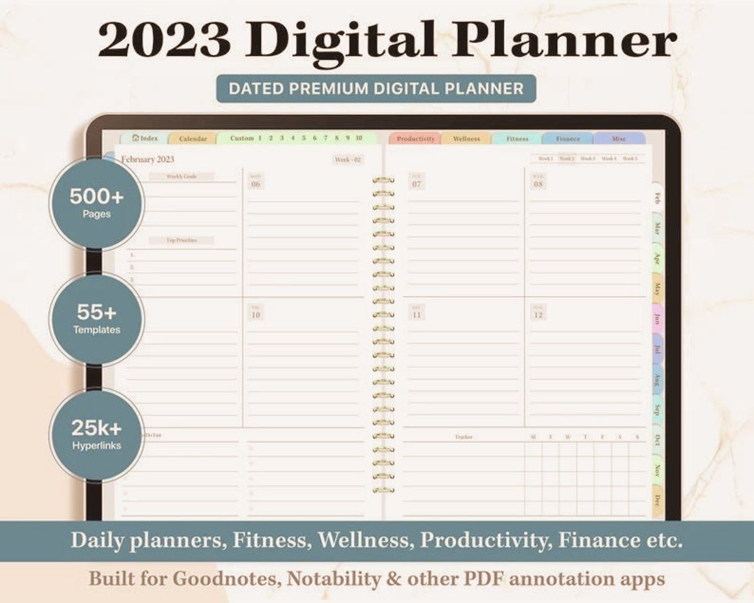 Premium Digital Planner 2024 2025 Undated iPad Goodnotes Notability ...