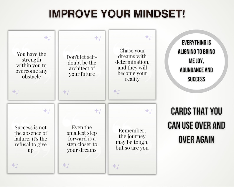 Mindset Affirmation Cards Printable, Motivational Affirmation Printable ...