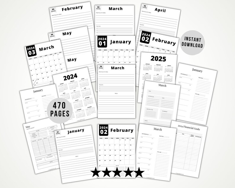 Printable 2024 Planner, 2024 Planner Printable, 2024 Diary Printable ...