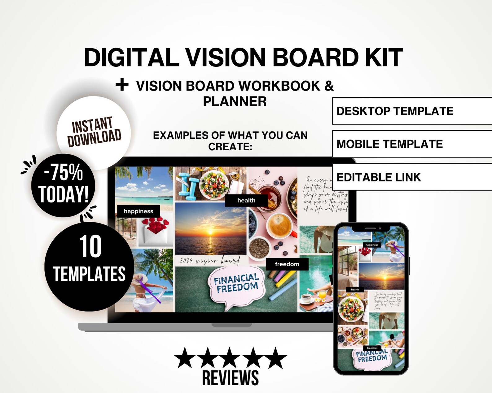 Digital Vision Board Kit, Customisable Vision Board, Vision Board ...