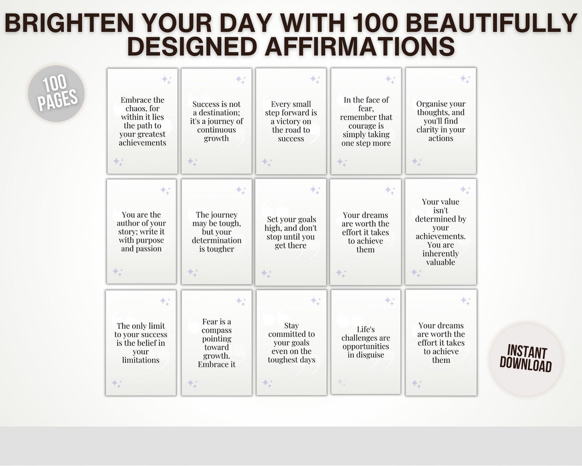 Mindset Affirmation Cards Printable, Motivational Affirmation Printable ...