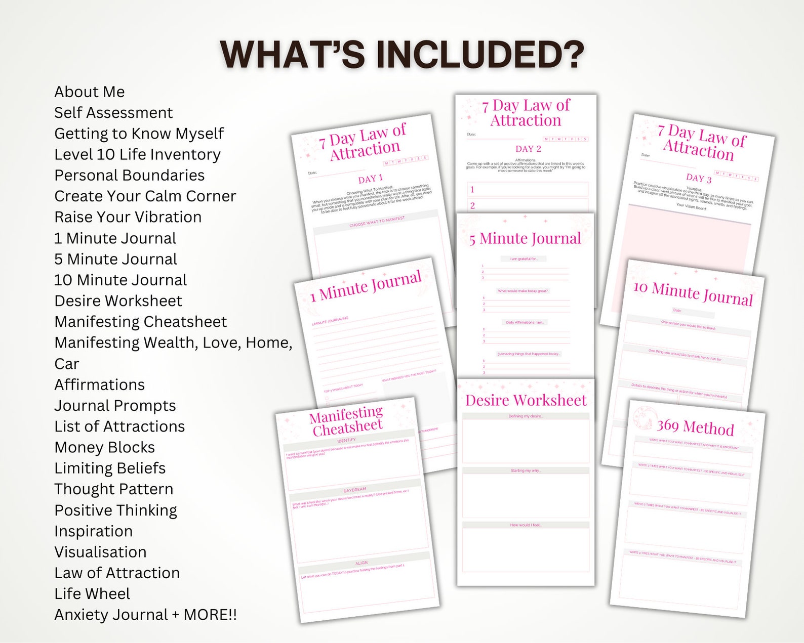 Pink Manifestation Journal Printable, Printable Manifestation Journal ...