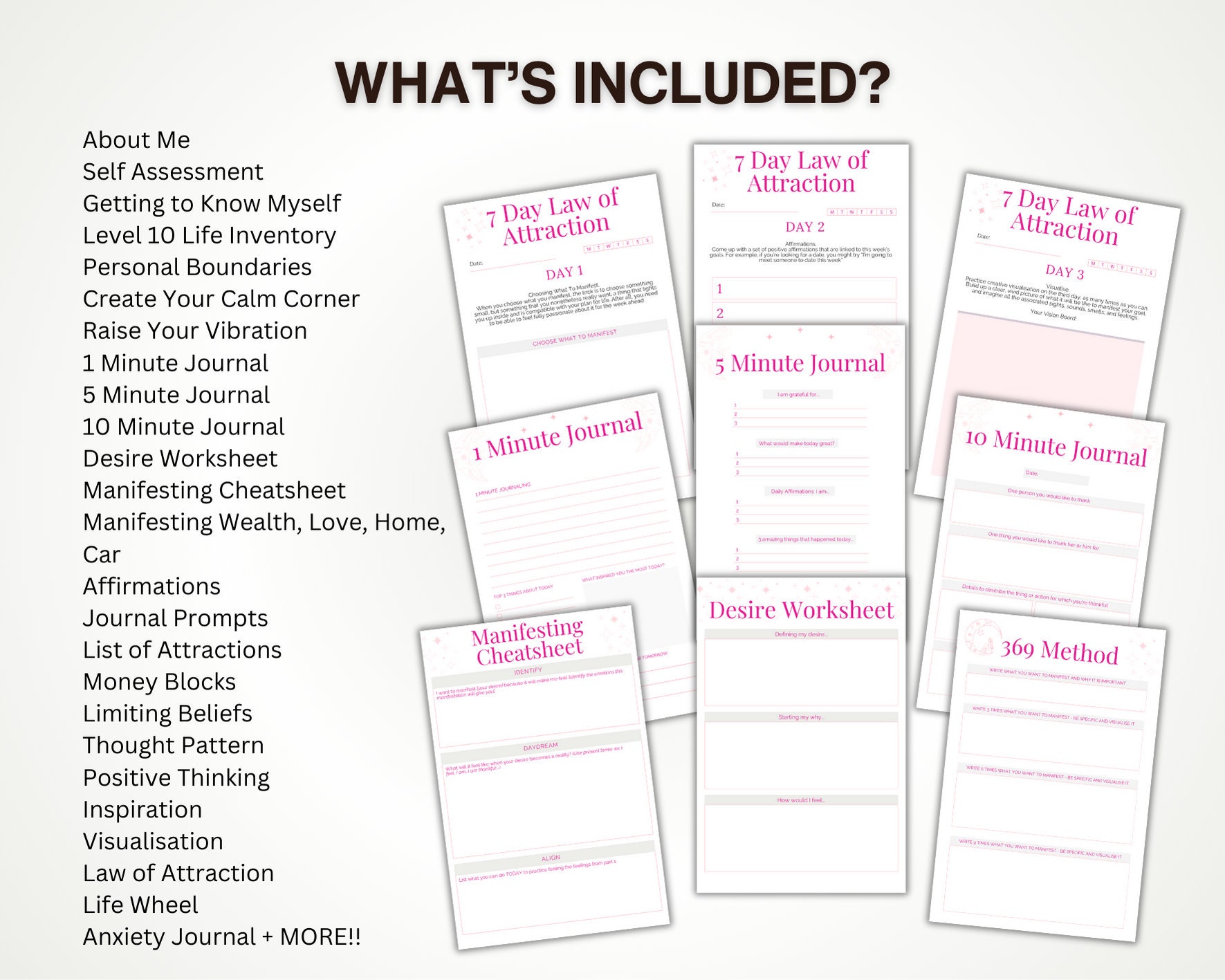 Pink Manifestation Journal Printable, Printable Manifestation Journal ...