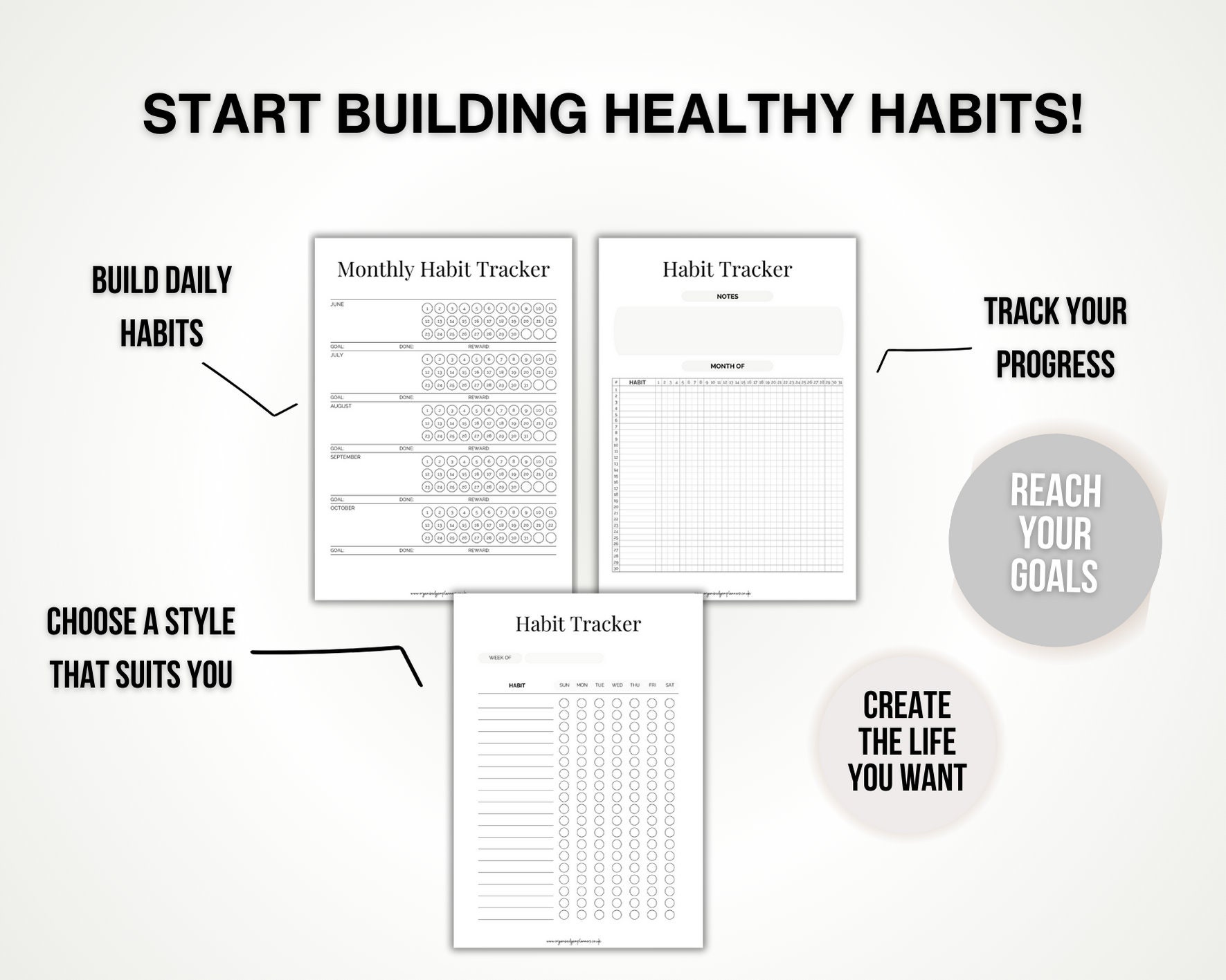 Minimalist Habit Tracker Bundle Printable, Set of Printable Habit ...