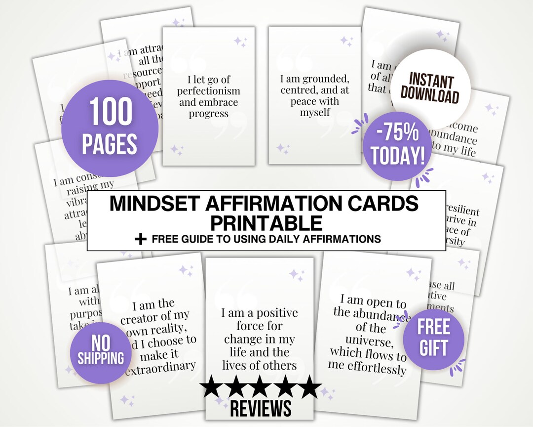 Mindset Affirmation Cards Printable, Motivational Affirmation Printable ...
