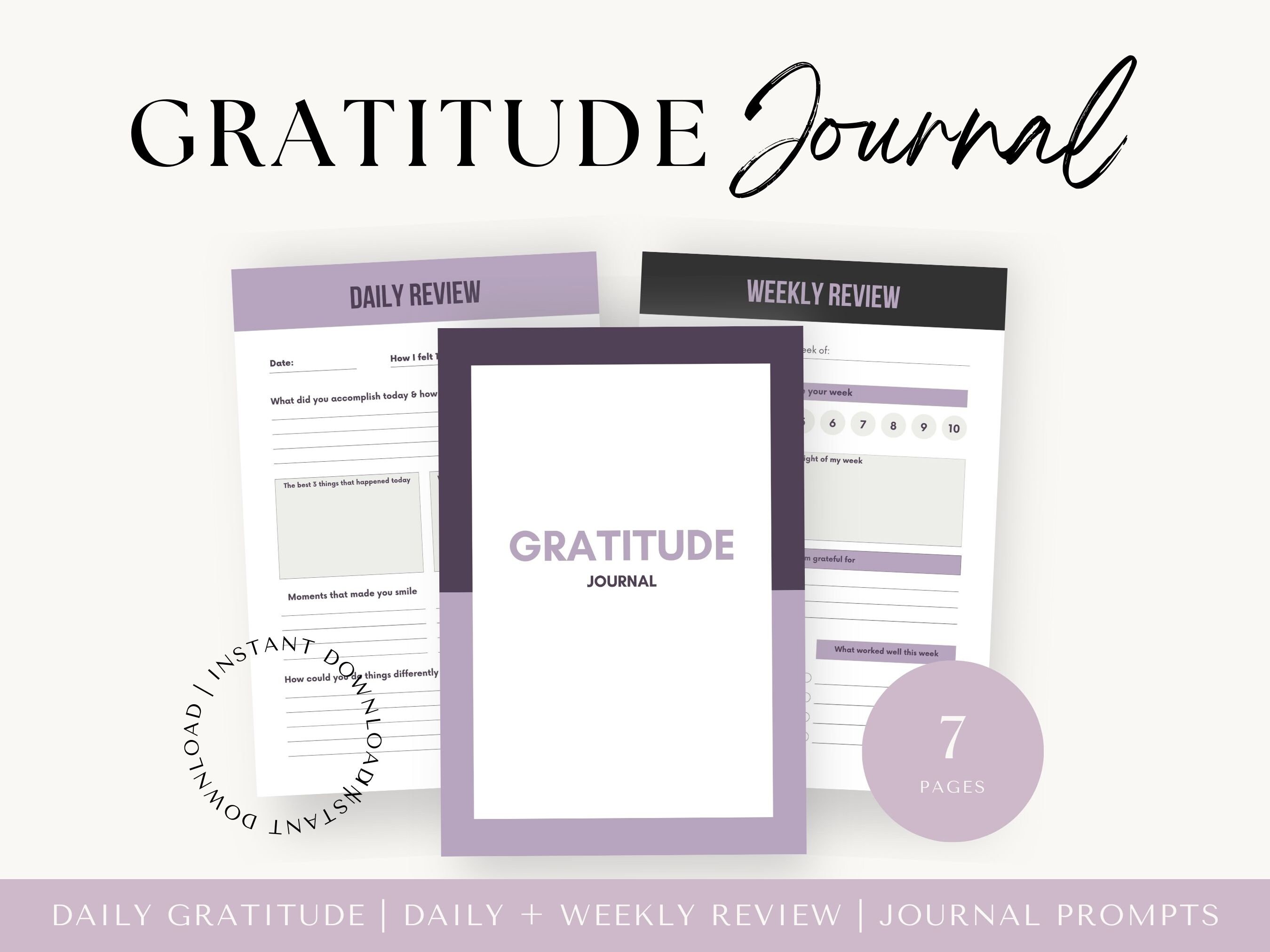 Printable Editable Canva Gratitude Journal Template Writing - Etsy