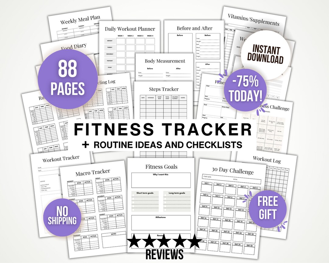 Printable Fitness Checklists, Printable Workout Planner, Exercise ...