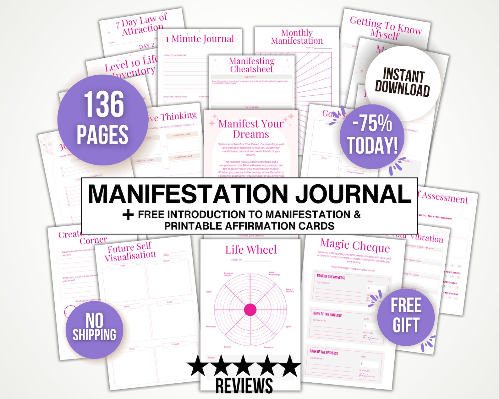Pink Manifestation Journal Printable, Printable Manifestation Journal ...