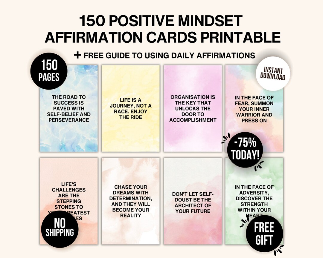 Positive Affirmation Cards, Mindset Affirmations Printable ...