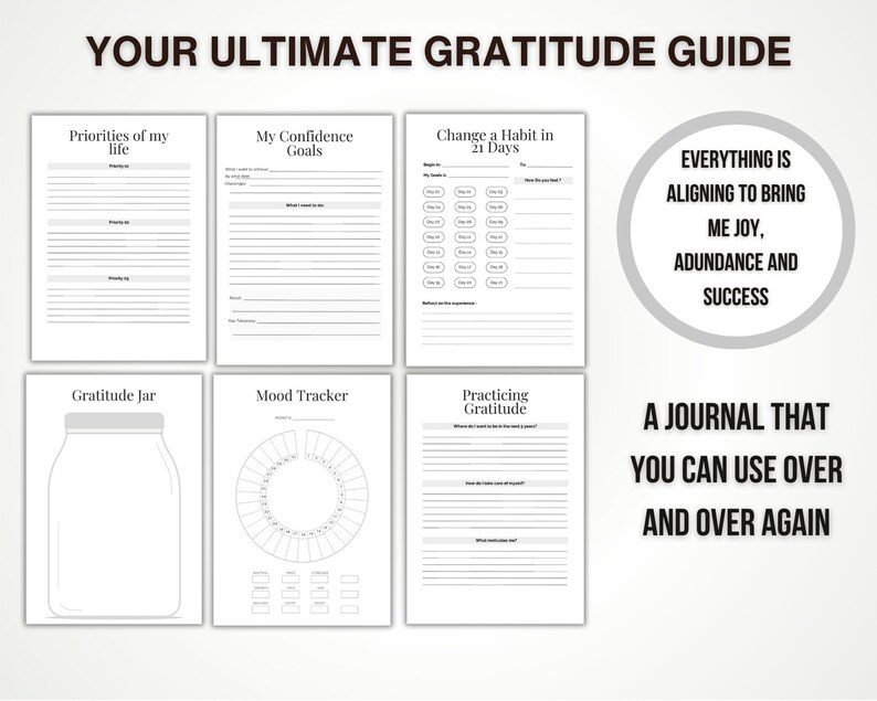Printable Gratitude Journal, Gratitude Journal, Daily Mindfulness ...