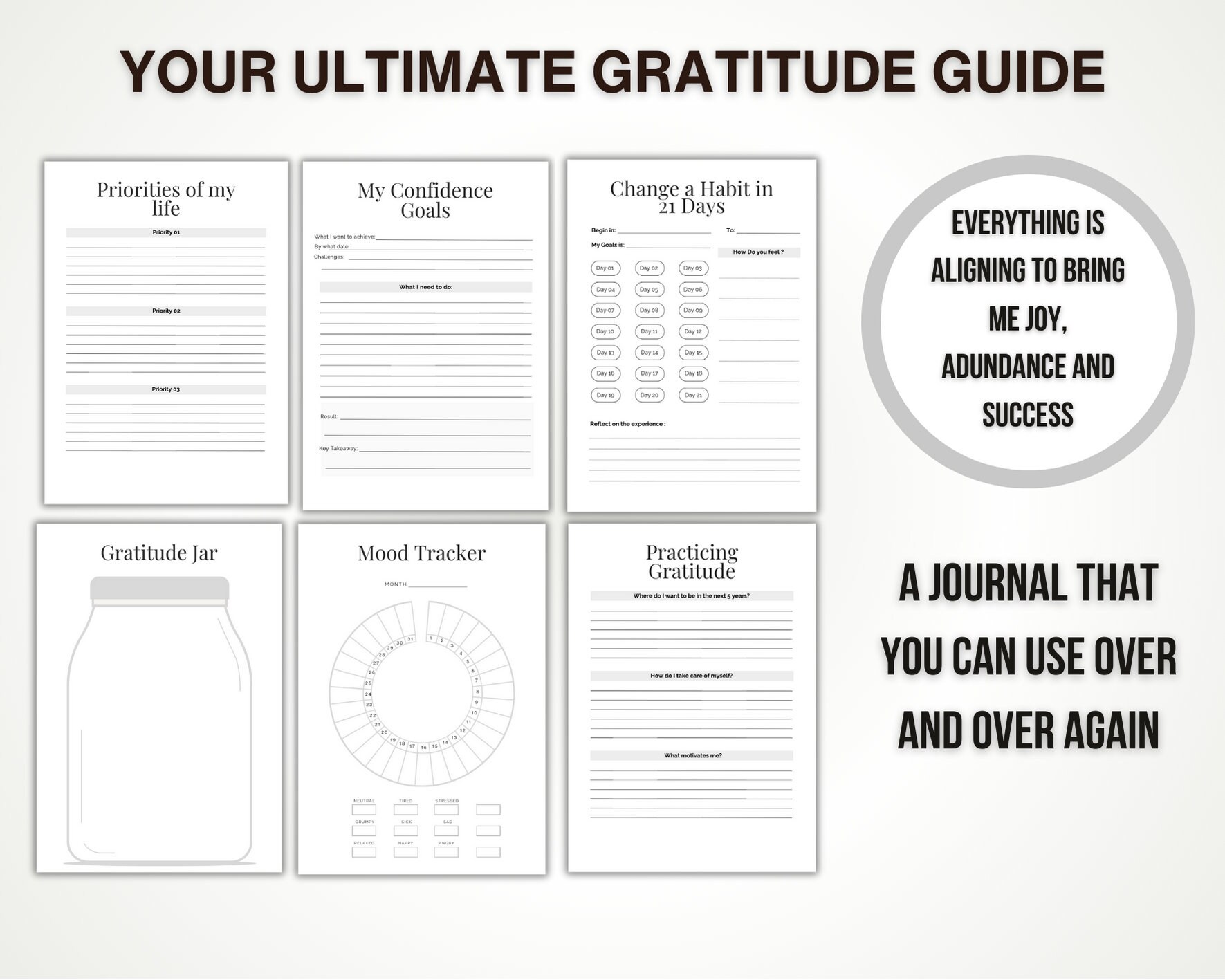 Printable Gratitude Journal, Gratitude Journal, Daily Mindfulness ...