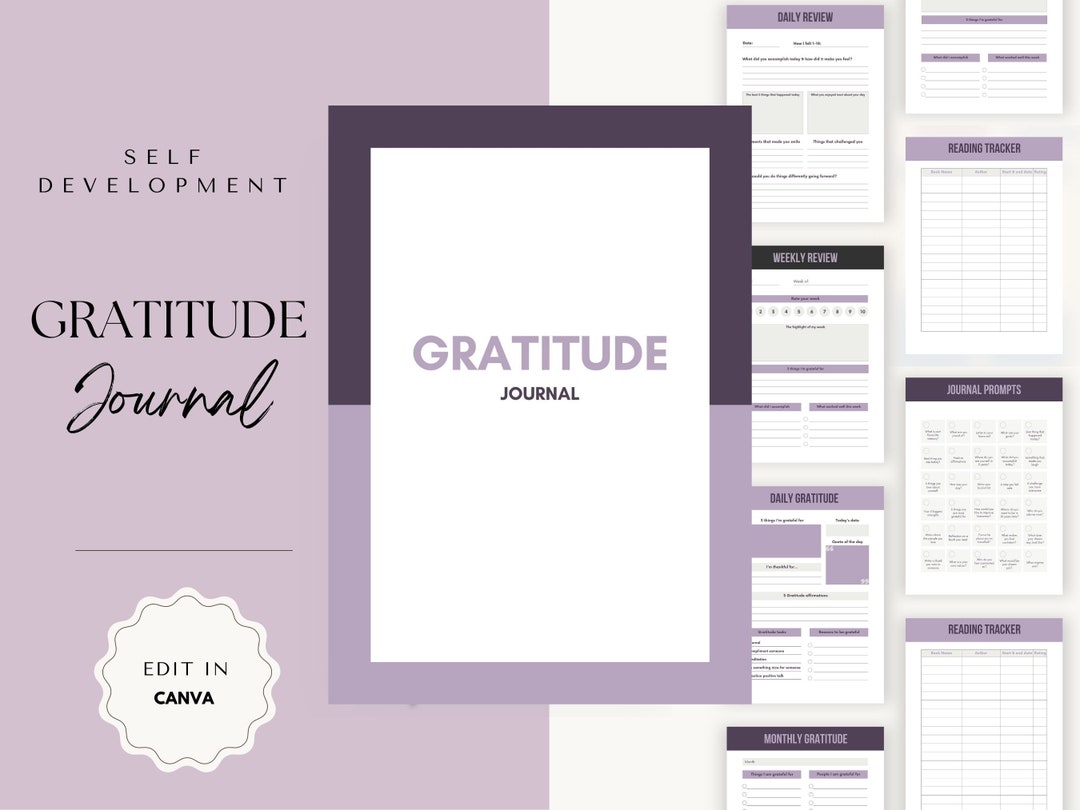 Printable Editable Canva Gratitude Journal Template Writing - Etsy