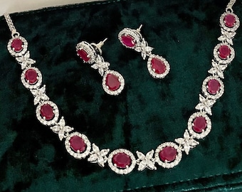 Emerald Green and Diamond Set/american Diamond Emerald Set/cubic ...