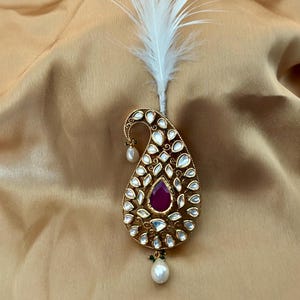 Green Kundan Kalgi/bridegroom Feather Kalgi/safa/sarpech/turban Kalgi ...
