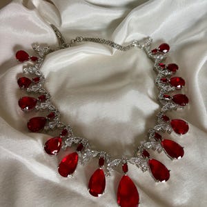 Red Diamond Necklace Set/long Diamond Earrings/indian Jewelry/red CZ ...