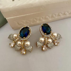 Sapphire Blue Diamond Set/american Diamond Set/cz Pendant Set/fine ...