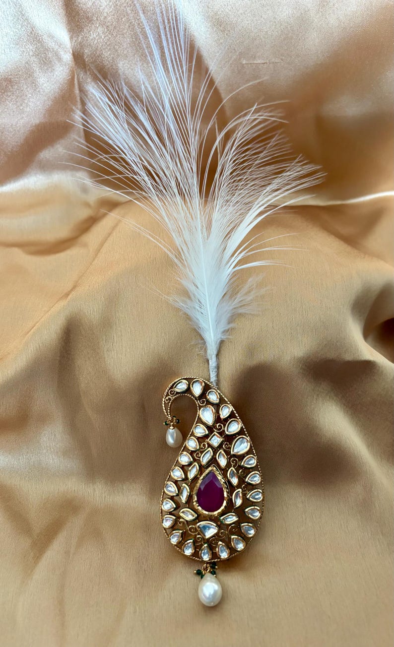 Green Kundan Kalgi/bridegroom Feather Kalgi/safa/sarpech/turban Kalgi ...