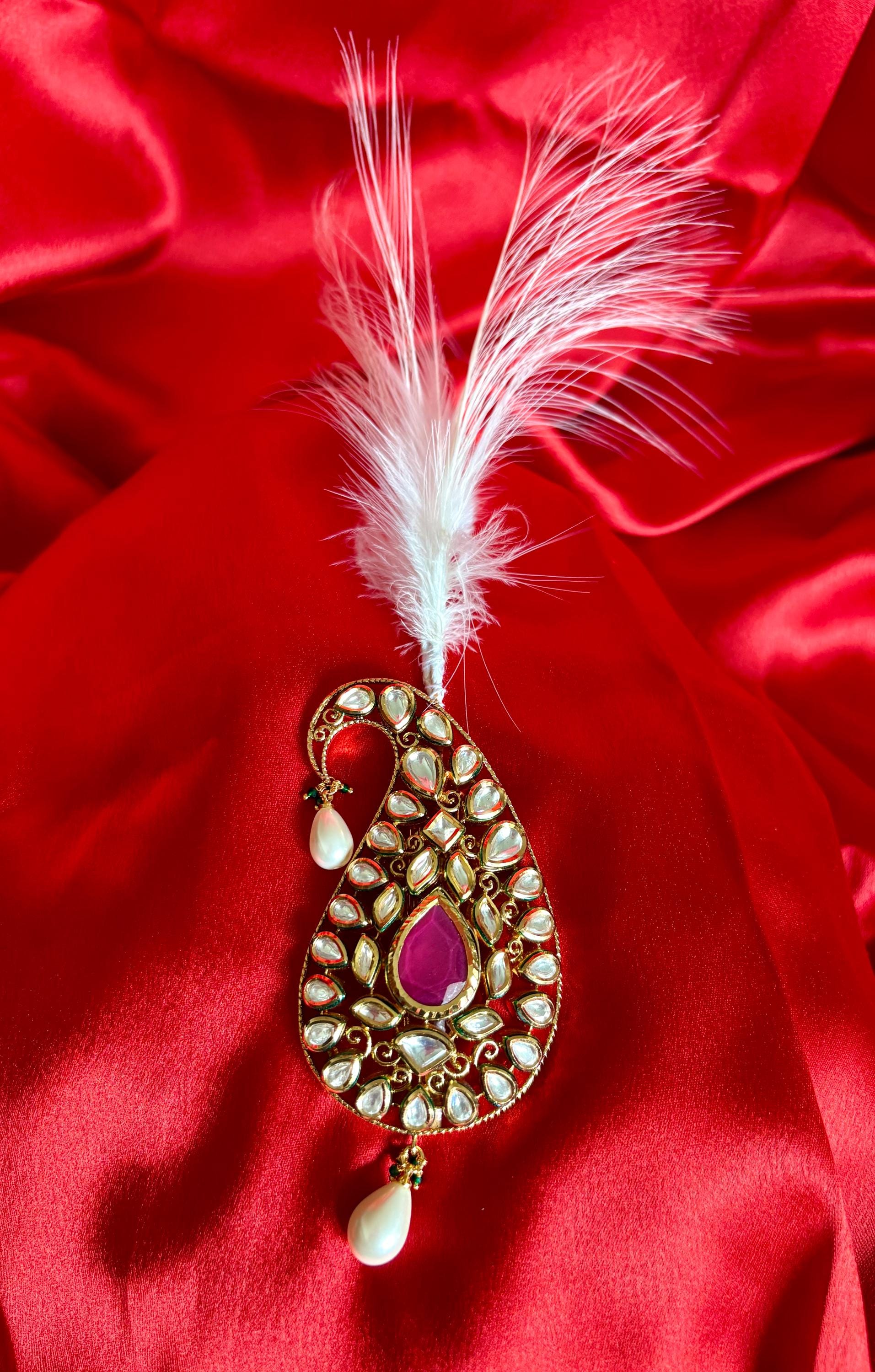 Green Kundan Kalgi/bridegroom Feather Kalgi/safa/sarpech/turban Kalgi ...