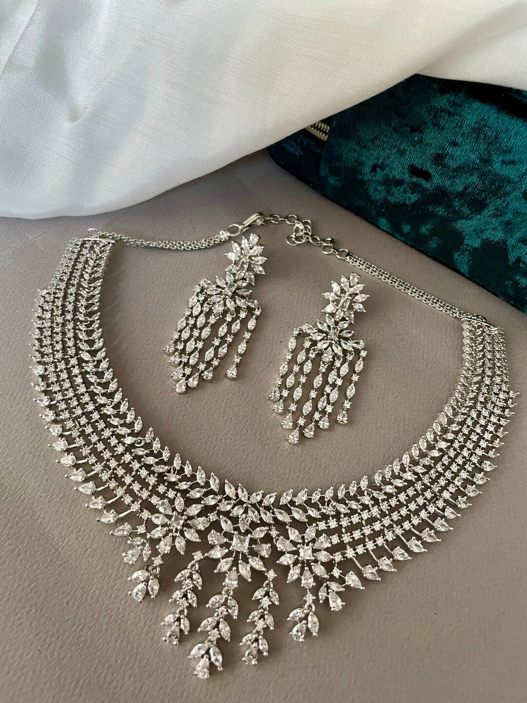 Diamond Set/american Diamond Set/cz Set/cocktail Necklace Set/diamond ...
