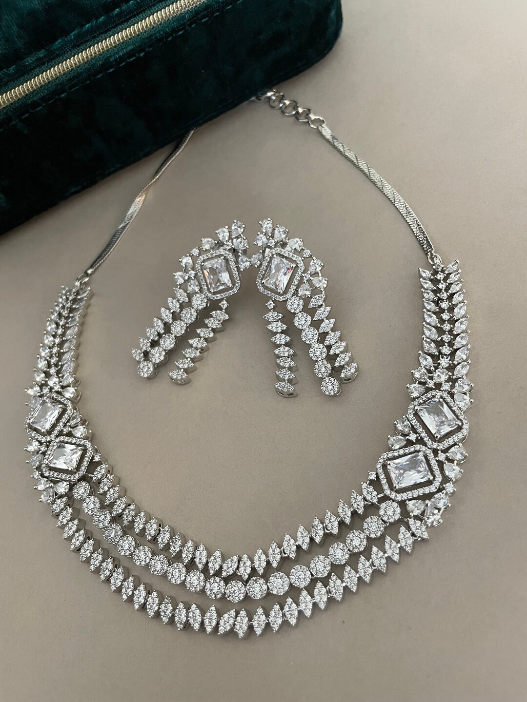 Diamond Set/american Diamond Set/cz Set/cocktail Necklace Set/diamond ...