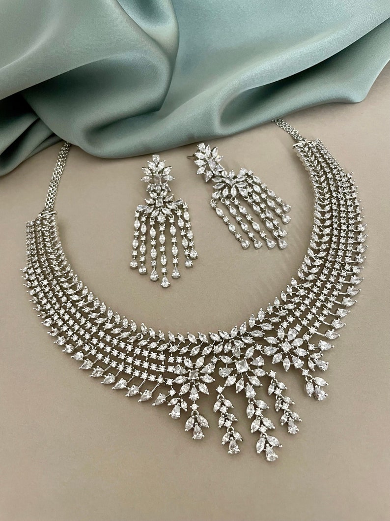 Diamond Set/american Diamond Set/cz Set/cocktail Necklace Set/diamond ...