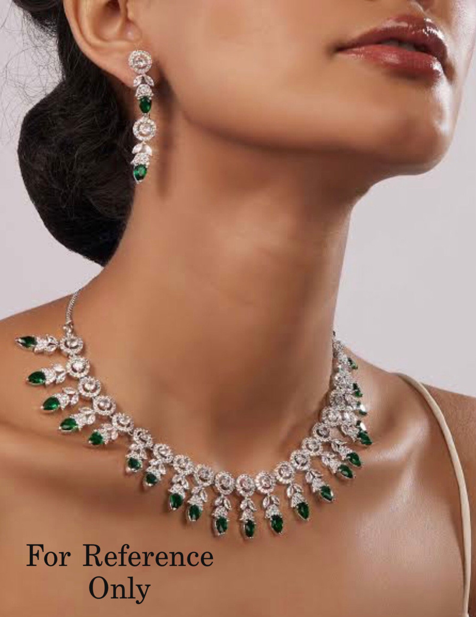 Emerald Green and Diamond Set/american Diamond Emerald Set/cubic ...