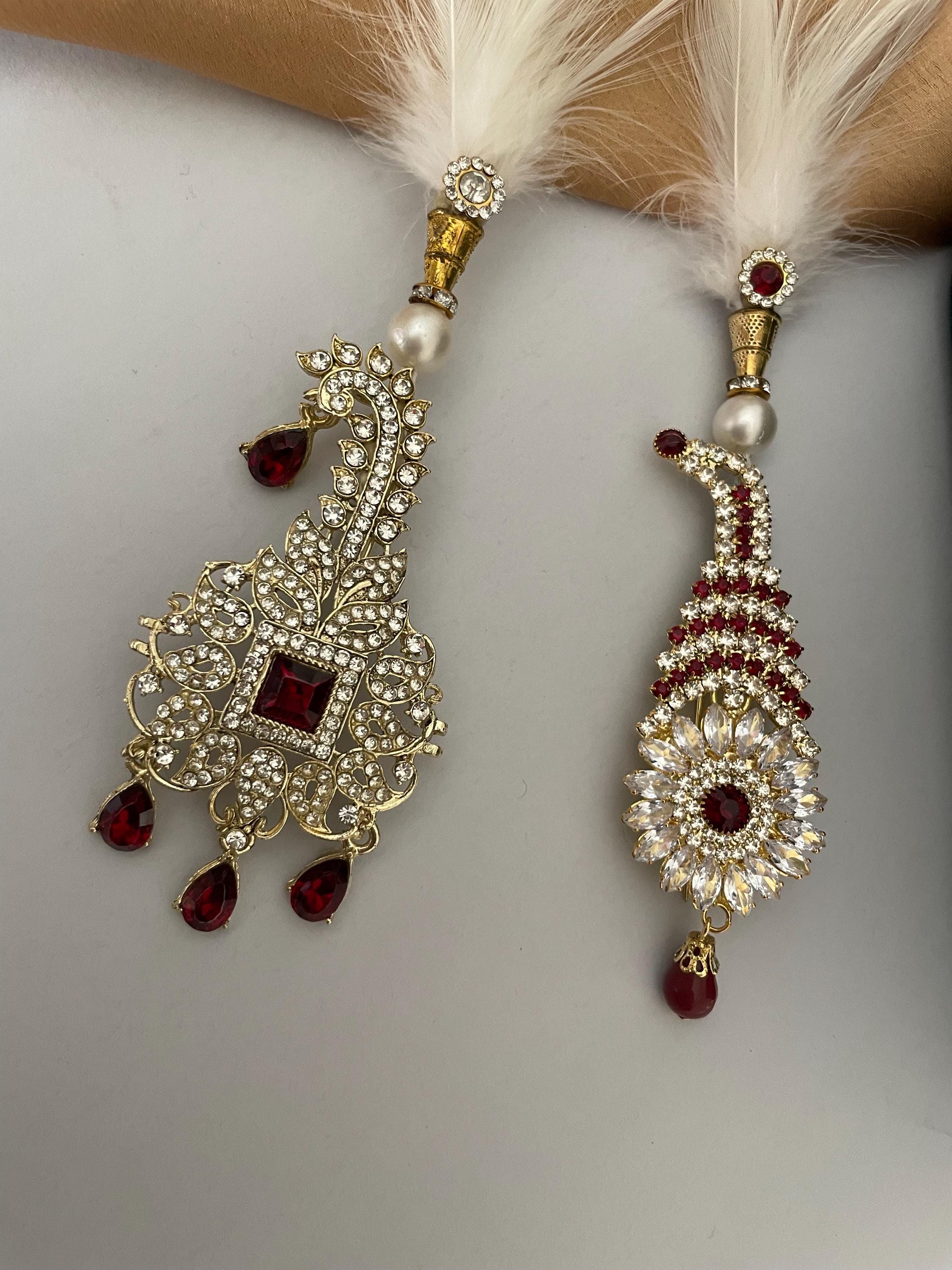 Red Diamond Groom Kalgi/maroon Kalgi/safa/sarpech/turban Kalgi/cz Kalgi ...