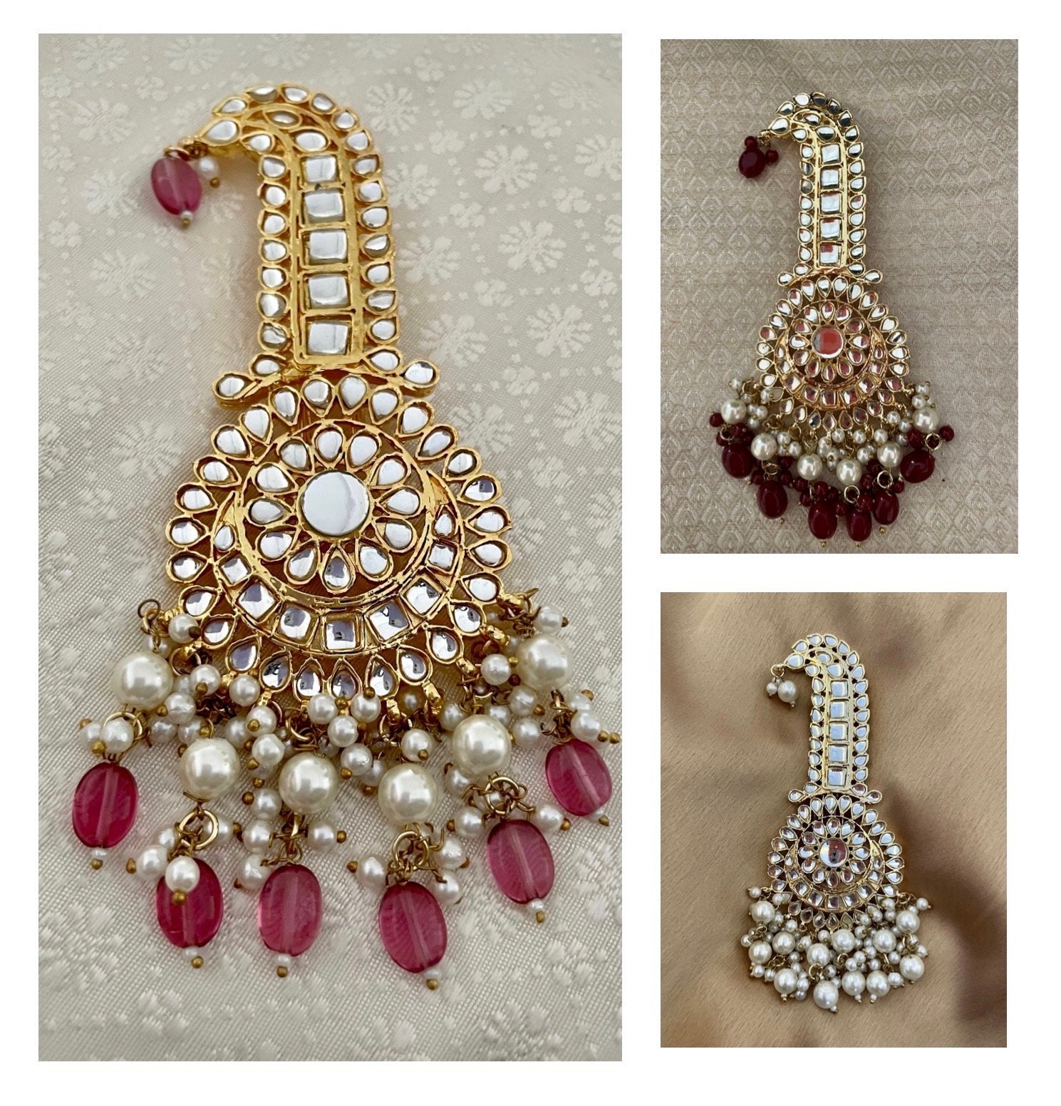 Gold Kundan Kalgi/ruby Red Groom Kalgi/pink Kalgi/safa/sarpech/red ...