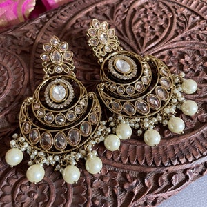 Antique Gold Bridal Polki Jewelry Set/bridal Choker Set/mehndi Polish Bridal Set/polki Necklace ...