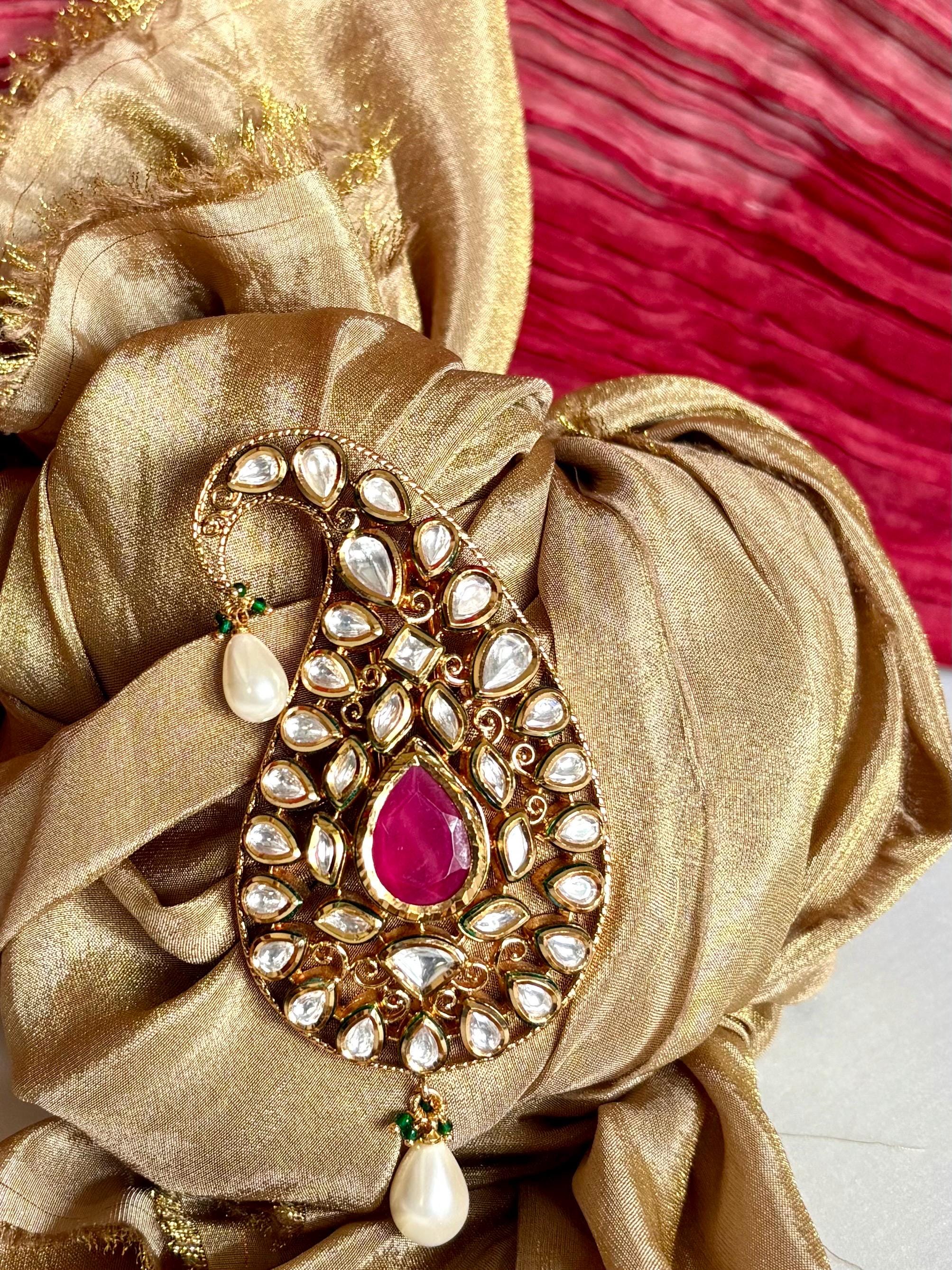 Green Kundan Kalgi/bridegroom Feather Kalgi/safa/sarpech/turban Kalgi ...