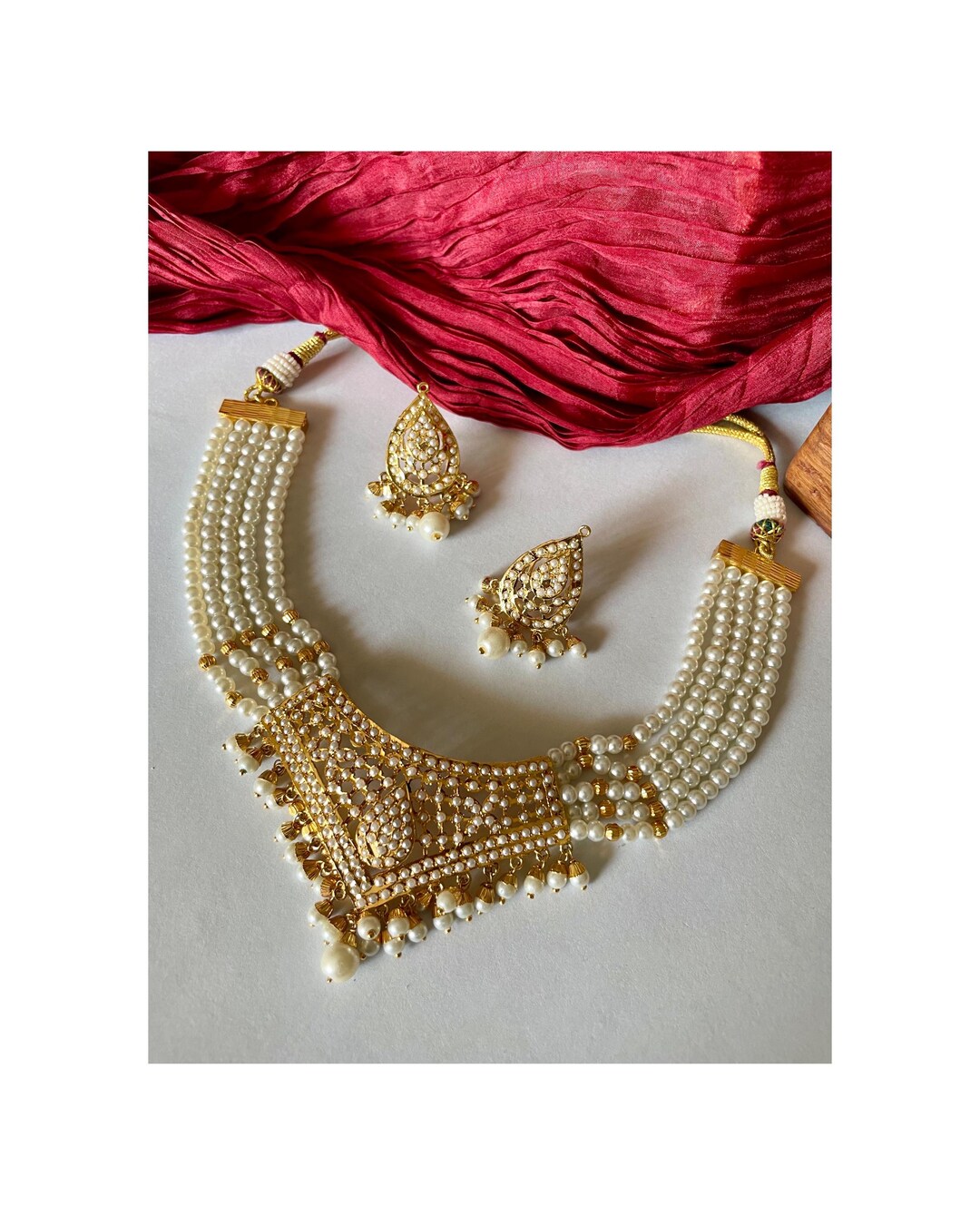 Gold Jadau Jewelry Set/jadau Necklace Set/next to Real/fine Jewelry ...