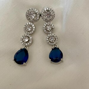 Sapphire Blue Diamond Set/american Diamond Set/cz Set/cocktail Necklace ...