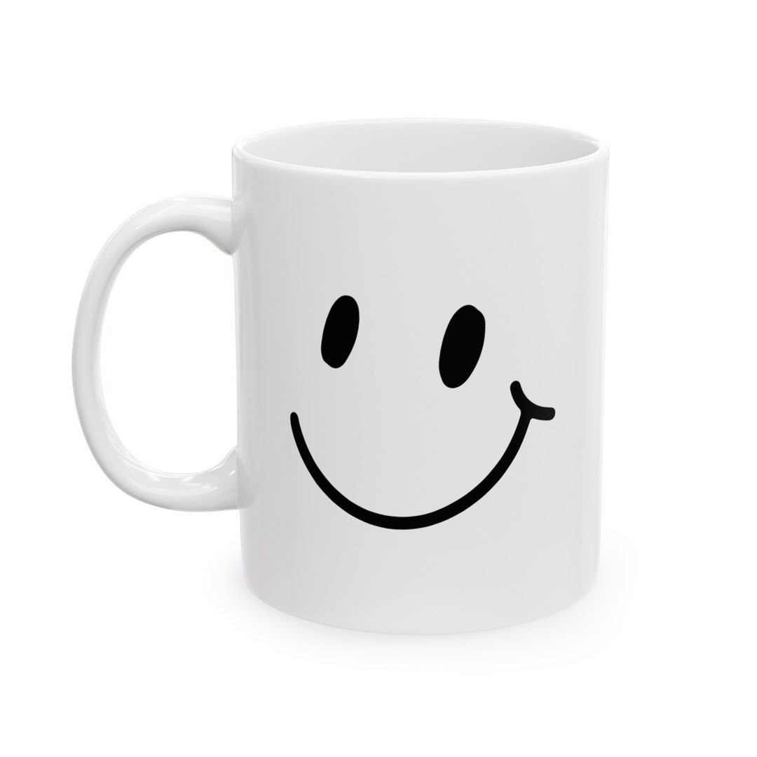 Happy Sip: Smiley Face White Mug 11oz - Etsy