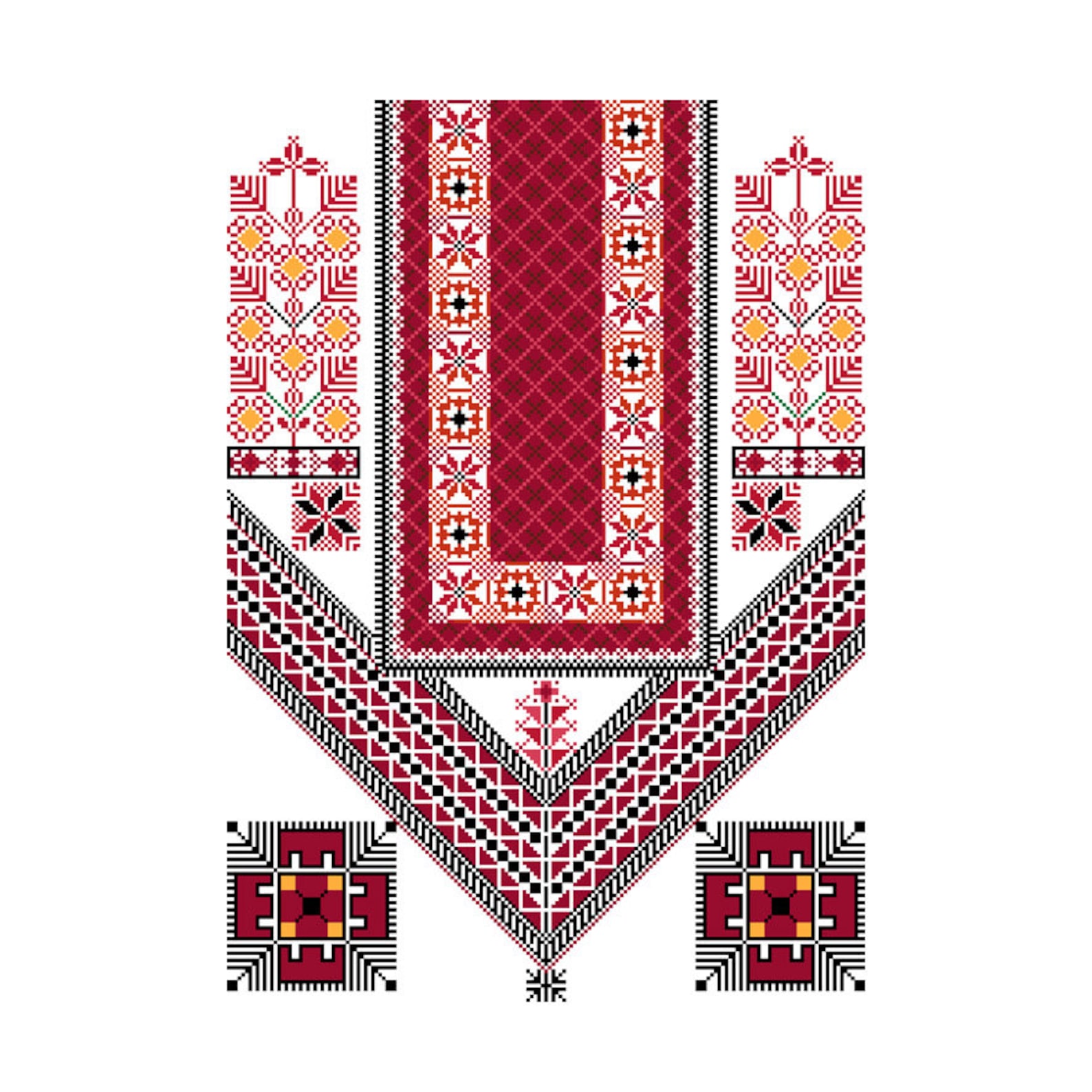 Palestinian Tatreez Ramallah Thobe Design Cross Stitch Pattern ...