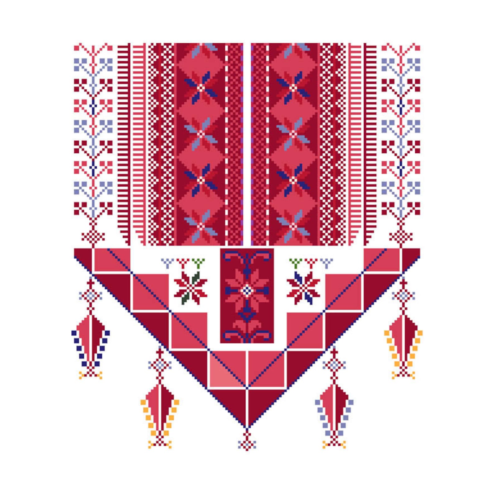 Palestinian Tatreez Thobe Design Cross Stitch Pattern | Instant PDF ...