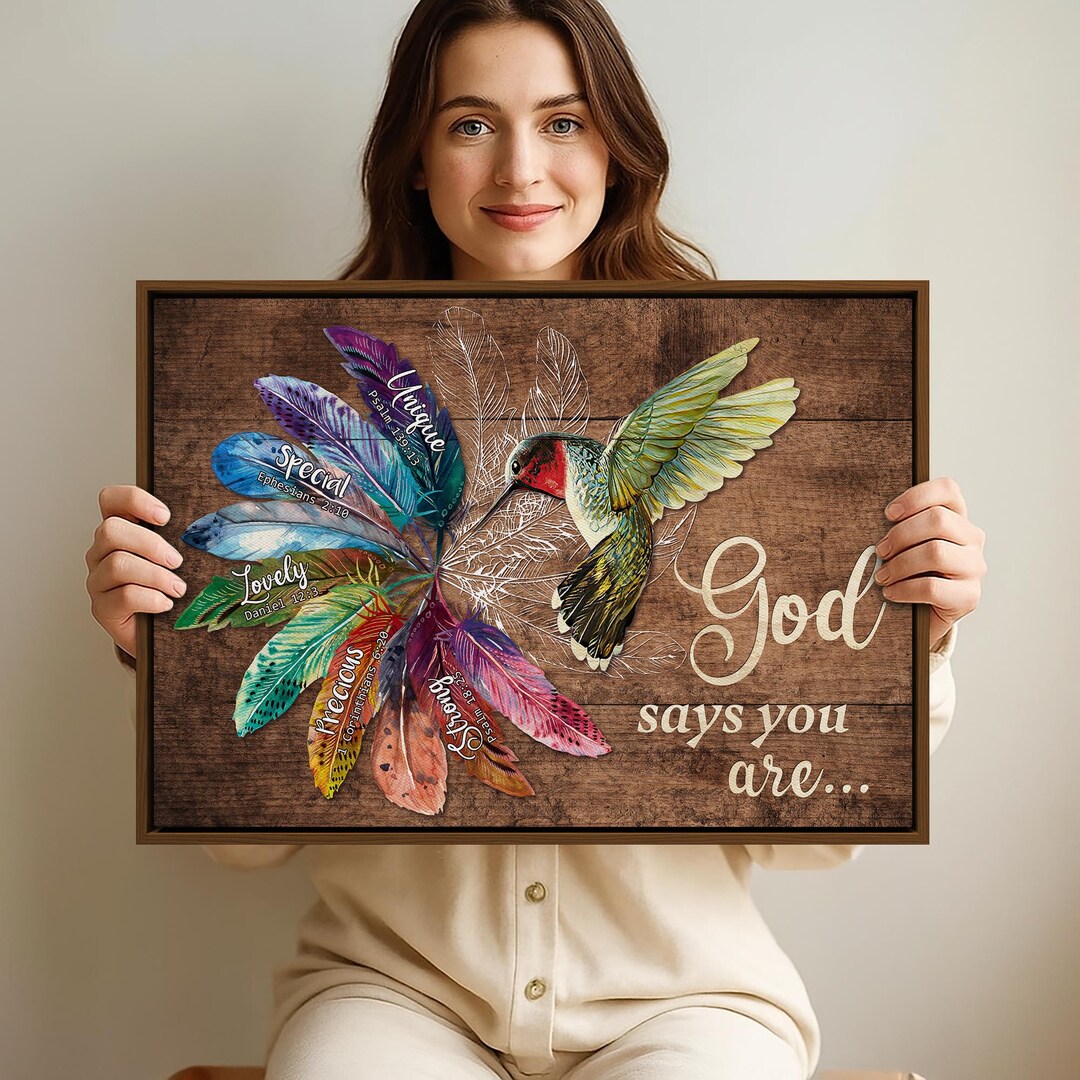 Hummingbird Christian Canvas Art: Inspirational Scripture, Faith Home ...