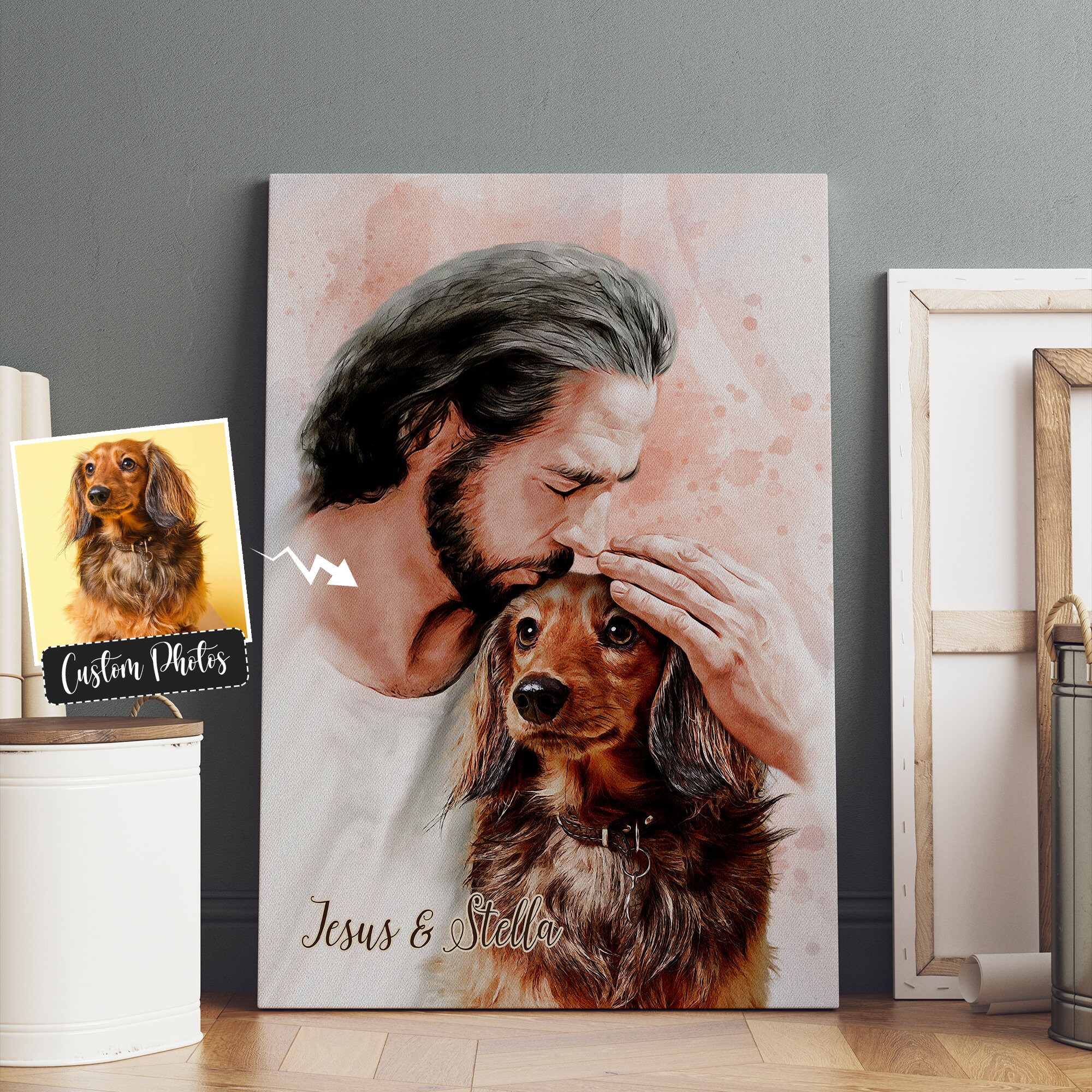 Personalized Your Dog Safe in the Arms of God Canvas Jesus and Your ...