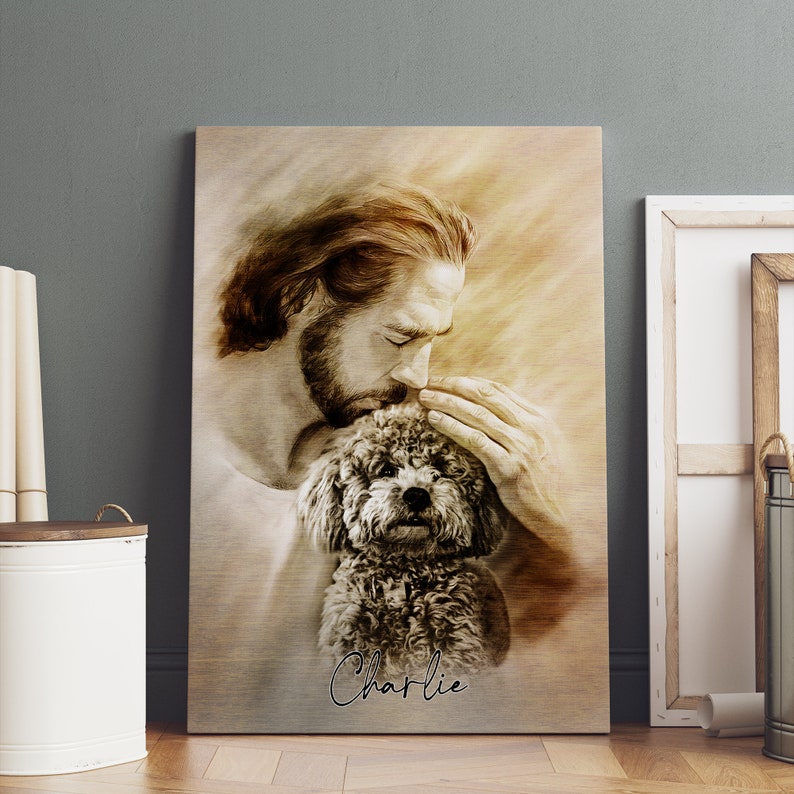 Jesus and Your Dogs Personalized Canvas Your Dog Safe in the Arms of ...