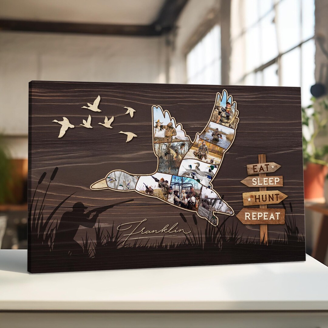 Personalized Duck Hunting Photo Collage Canvas: Hunter Gift, Man Cave ...