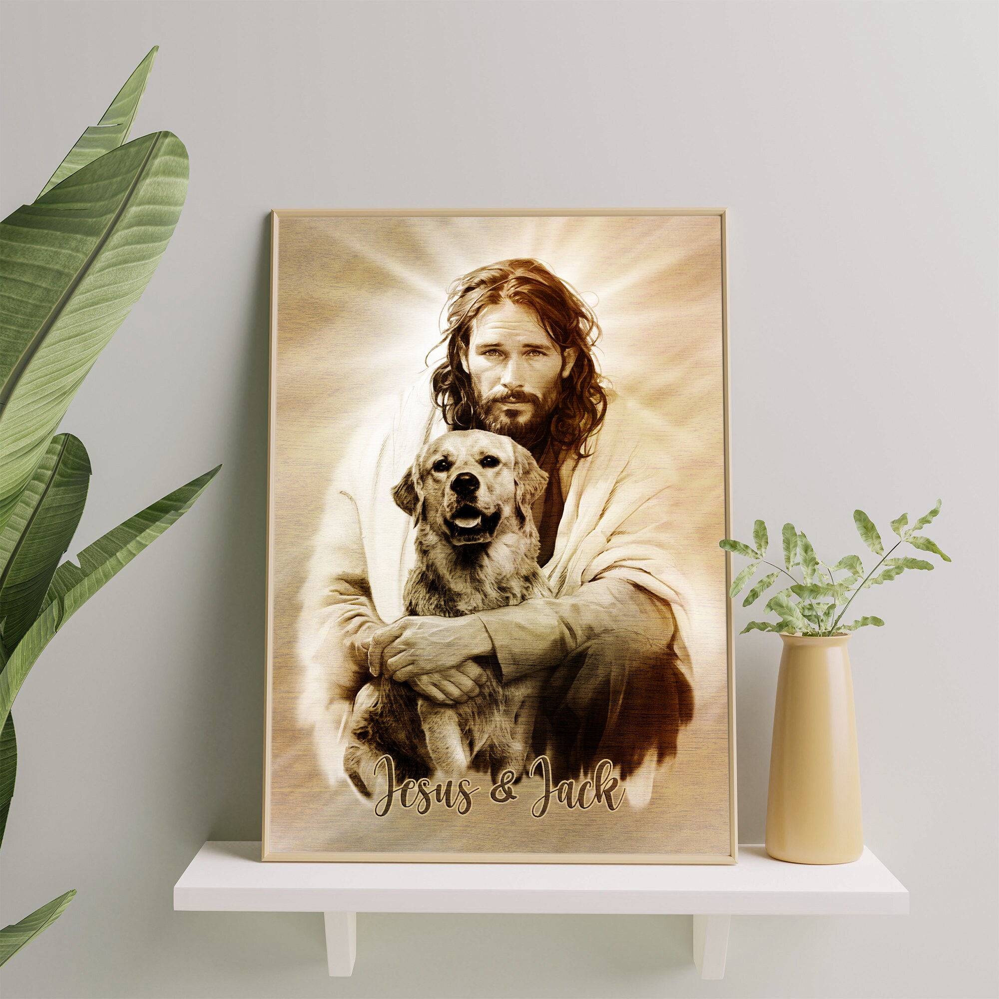 Jesus and Your Dogs Personalized Canvas Your Dog Safe in the Arms of ...