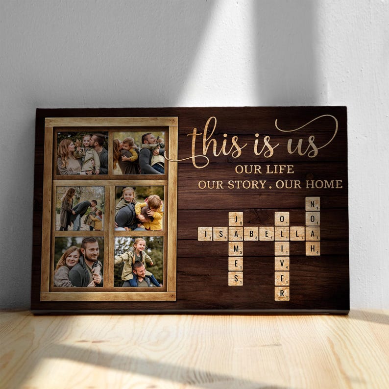 Personalized Family Name Scrabble Canvas: Custom Photo Wall Art - Etsy