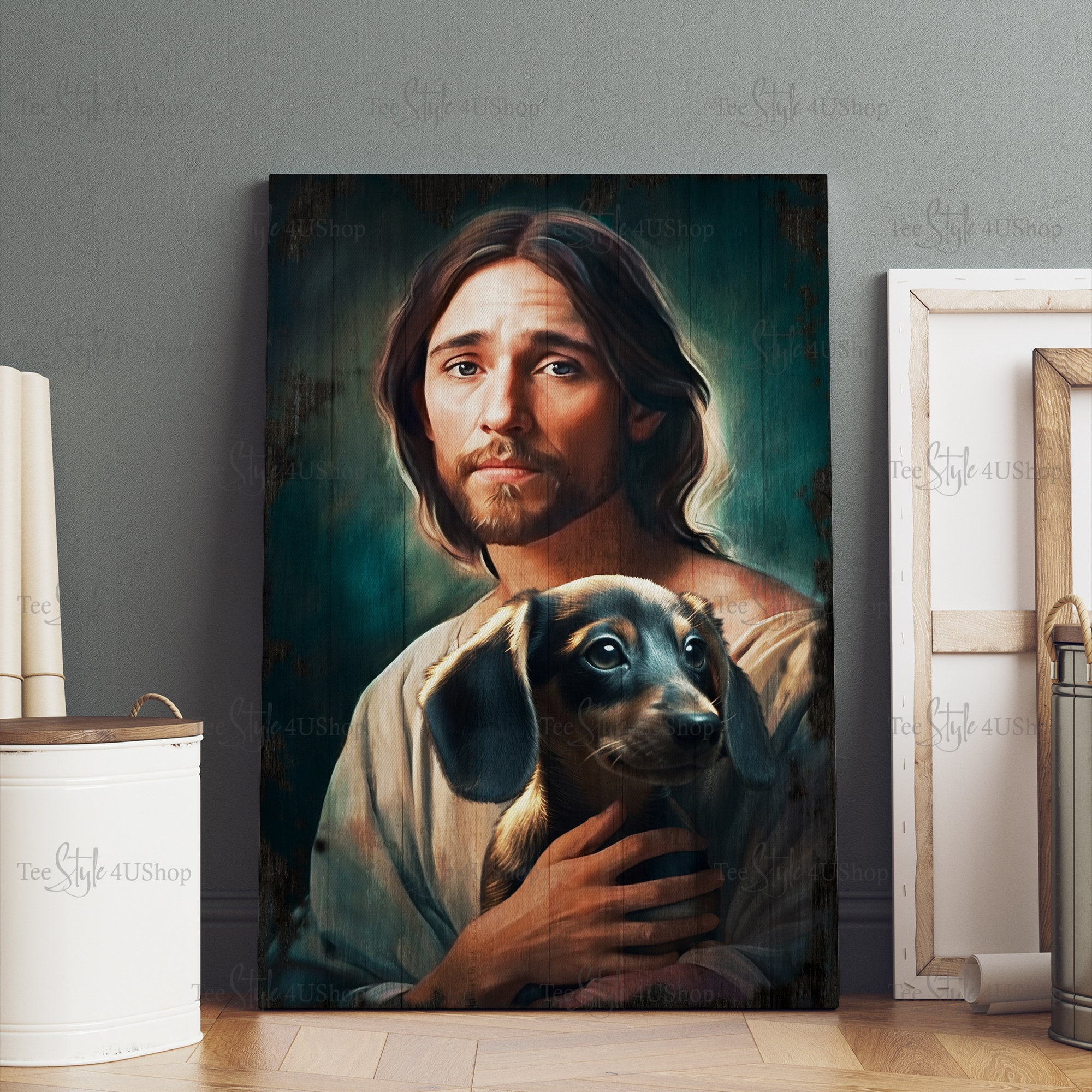 Personalized Your Dachshund Wall Art Jesus With Dachshund Dog Jesus and ...